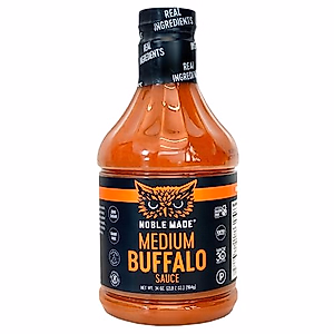 Noble Made Buffalo Dipping & Wing Sauce, Whole30 Approved, Paleo, Keto, Vegan, Gluten and Dairy Free, Zero Sugar and Soy Free, Low Carb and Calorie (Medium Buffalo, 34oz (1 Count))