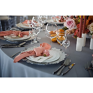 Ms Lovely Plastic Reef Charger Plates Glossy Finish - Set of 6 - Thick and Reusable - White