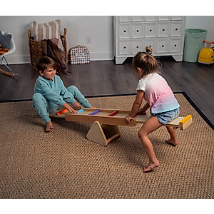 Avenlur Willow Rainbow Seesaw and Balance Beam: Montessori and Waldorf Inspired Gym Equipment for Toddlers & Kids (2-4 yrs), up to 110lbs! Enhance Balance & Coordination with Indoor Play Fun!