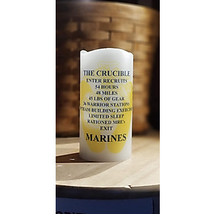 CRUCIBLE CANDLE with yellow footprints and EGA- United States Marine Corps (USMC) non-personalized