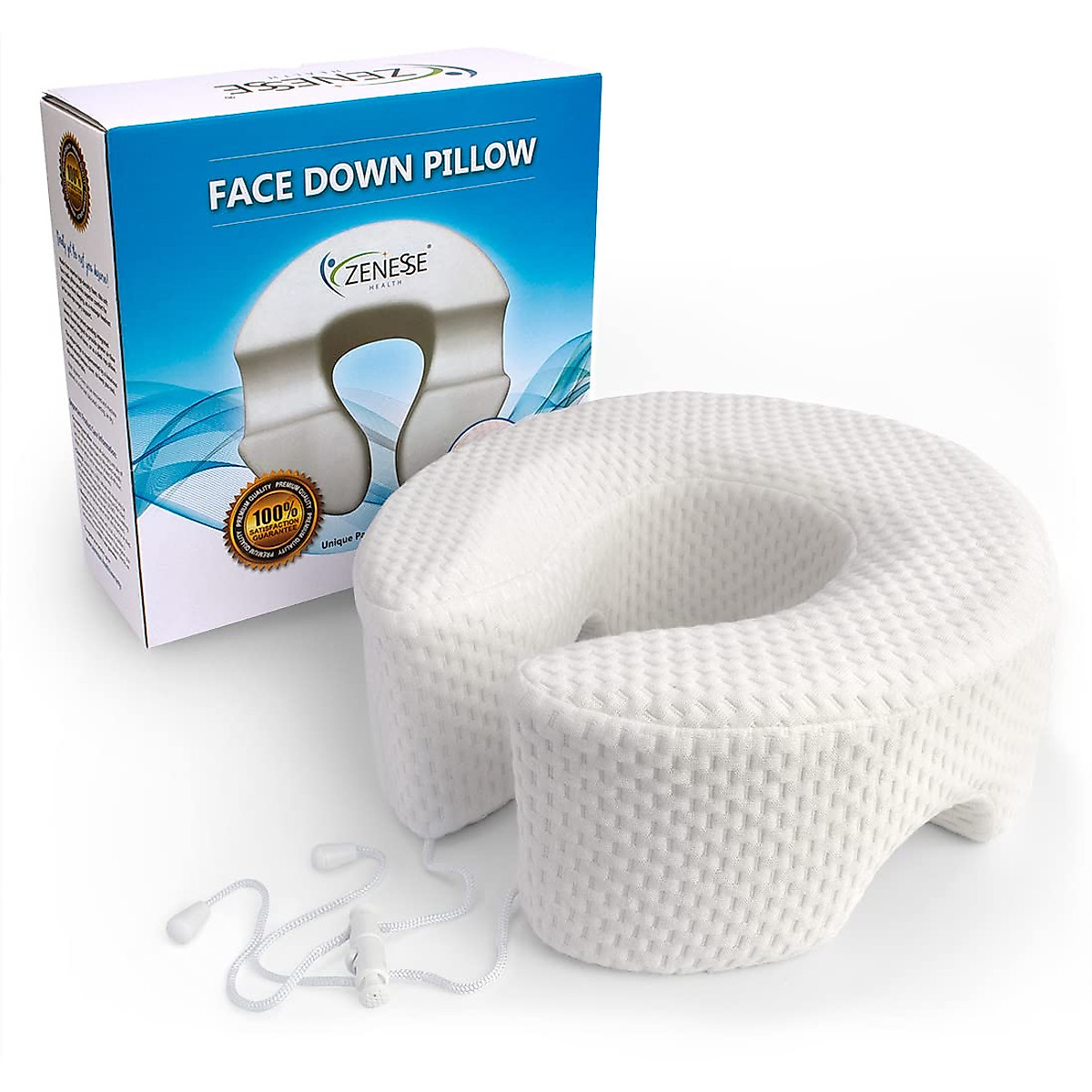 Breathe Easy Face Down Pillow - Premium Adjustable Cradle Providing Superior Comfort. Best for Prone Face-Down Resting, as a Home Massage Headrest, or Contoured Post-Eye Surgery Support.