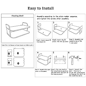 THUMEYE Floating Nightstand for Bedrooms, 7.5'' D x 11.8'' W x 5.9'' H, Punching-Free, Small Floating Wall Mounted Bedside Table, Hanging Shelf, White