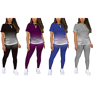 DvaeMalligo Women's Casual Outfits 2 Piece Sweatsuits and Sweatpants Workout Sets Plus Size(Purple,3XL)