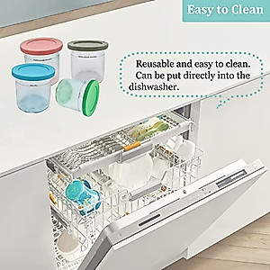 Creami Pints Containers for Ninja Creami Ice Cream Maker - 4 Pack, 16oz Creami Cups Truly Compatible with NC300 NC301 NC299AMZ CN305A Series Ice Cream Maker, BPA-Free,Leak Proof & Dishwasher Safe