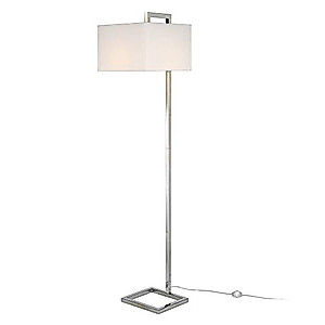 Grayson 68" Tall Floor Lamp with Fabric Shade in Polished Nickel/White