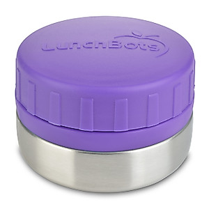 LunchBots Rounds Leak Proof 4 oz. Stainless Snack Container Jar, Set of 2, Purple Lids