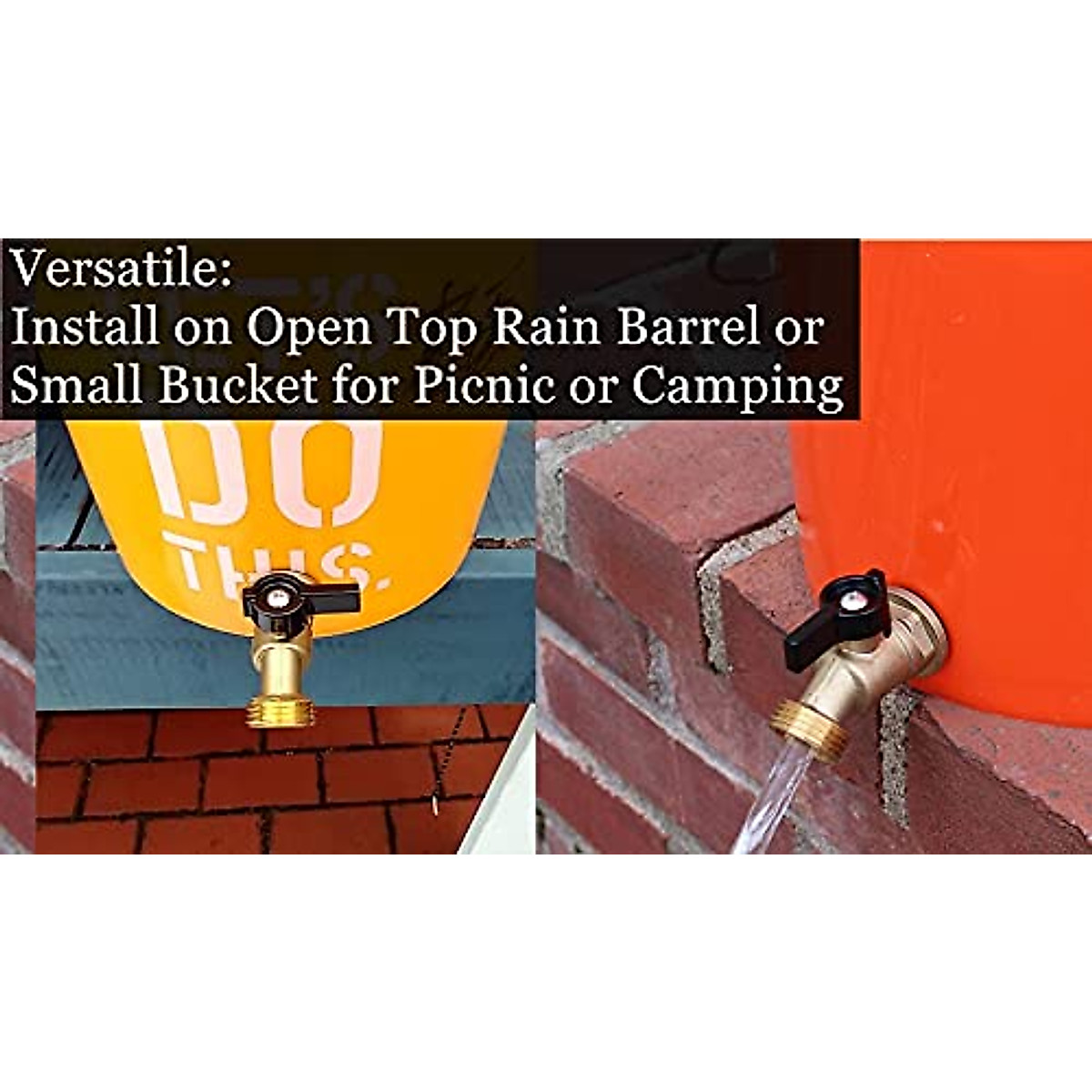 RAINPAL RBS005 Brass Water Container/Rain Barrel Quarter Turn Spigot(LF Compliant, for Open TOP Barrels)