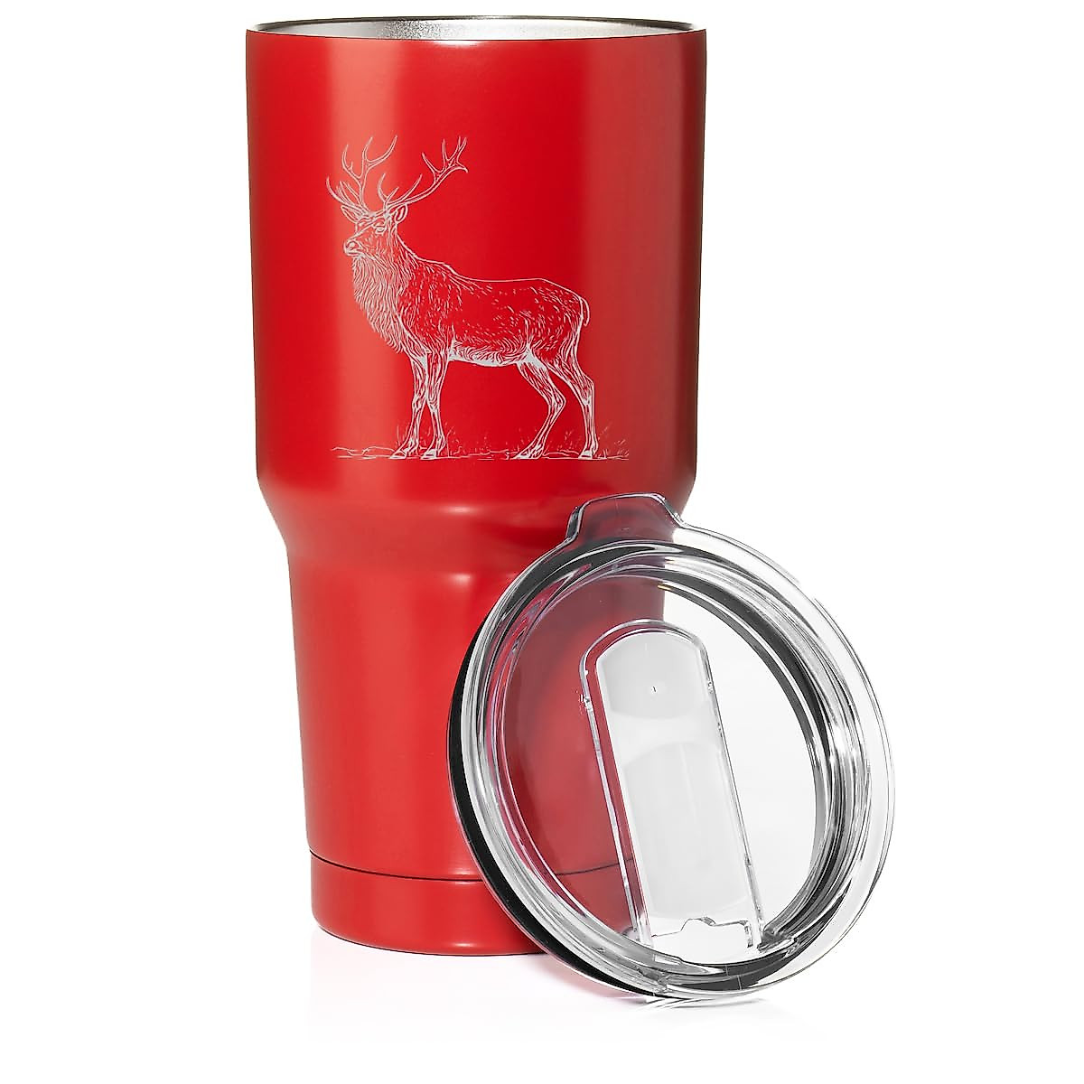 Smooth Body Tumbler Stainless Steel Vacuum Insulated Travel Mug Cup Gift Elk (Red, 30 oz)