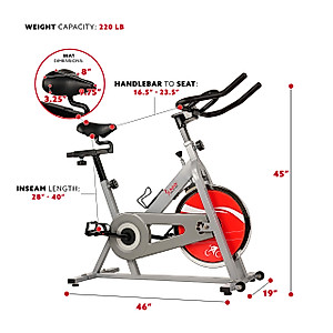 Sunny Health & Fitness Spin Bike Indoor Cycling Exercise Spinning Bike, silver (SF-B1001S)