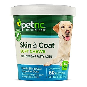 PetNC Natural Care Skin and Coat Soft Chews for Dogs, 60 Count