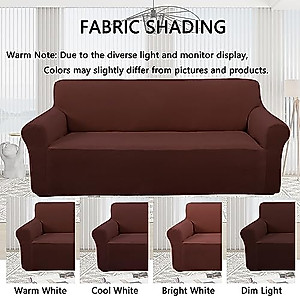 U-NICE HOME Velvet Sofa Covers Stretch Couch Covers for 3 Cushion Couch Furniture Protector Sofa Slipcover (Large, Chocolate)