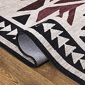 Abani Rectangular Area Rugs - 8' x 10' Beige Red Southwestern Style, Machine Washable, Stain Resistant and Non-Shedding Polypropylene Large Rugs