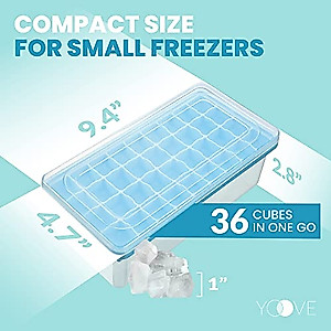 Ice Cube Tray With Lid & Bin | BPA Free Silicone Ice Cube Tray With Lid, Container & Tong | Stackable 36 Nugget Ice Tray for Freezer With Easy Release | Large Ice Mold Maker for Cocktails & Whisky