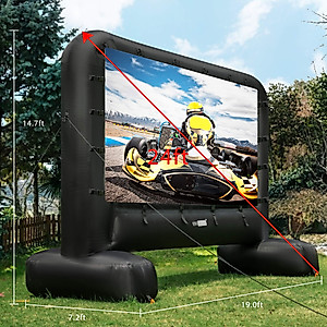 VIVOHOME 24 FT Inflatable Projector Screen for Outside, Blow Up Movie Screen Outdoor Use, Mega Large TV Screen with Carry Bag for Backyard, Tube Leg Support