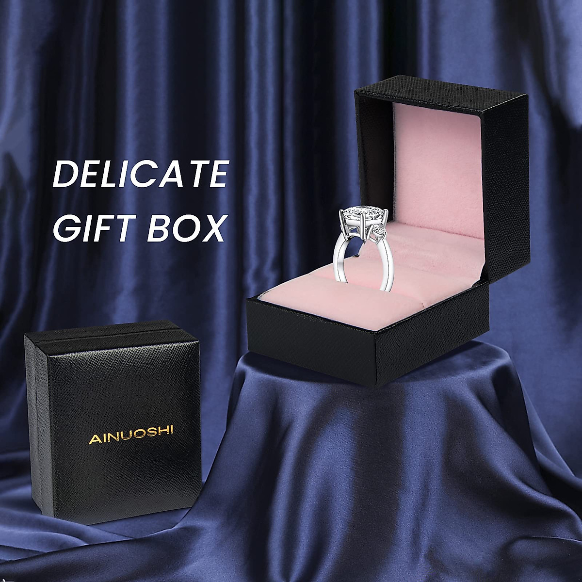 AINUOSHI Engagement Rings for Women 5.5ct Cushion Cut Cubic Zirconia CZ 925 Sterling Silver Wedding Rings Christmas Gifts for Women Anniversary Valentines Day Gifts for Her (7)