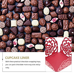 Toddmomy 50pcs Paper Candy Cups Cupcake Wrappers Artistic Bake Cake Paper Cups for Wedding Party Liners Dessert Holder（Red）