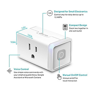 Kasa Smart Plug HS103P4, Smart Home Wi-Fi Outlet Works with Alexa, Echo, Google Home & IFTTT, No Hub Required, Remote Control, 15 Amp, UL Certified, 4-Pack, White