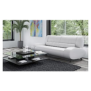 Zuri Furniture Modern Aspen White Microfiber Leather Sofa