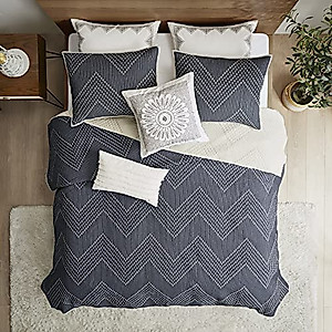 INK+IVY II13-564 Pomona 3 Piece Coverlet Mini Set, Full/Queen, Navy