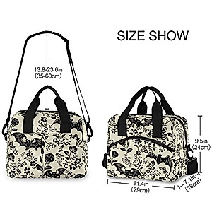 CBBYY Goth Bat Lunch Bags for Women Men, Reusable Insulated Lunch Box, Adjustable Shoulder Straps Tote Lunch Bag for Work Picnic School