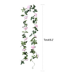 Duovlo 8.2Ft Artificial Peony Flower Garland Hanging Greenery Vine Silk Floral Vine Home Wedding Arch Wall Craft Arrangement Decorations,Pack of 2 (Pink)