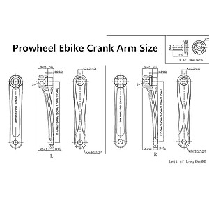 PROWHEEL Ebike Crank Arm Available in Square Hole,140MM/152MM/160MM/165MM/170MM/175MM Black Bike Crank Arm for Electric Bike,Mid Mounted Motor,Torque(1 Pair)