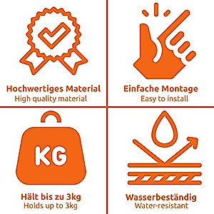 ECENCE 4x Broom Holder Self-Adhesive with Hook, Mop Hanger Wall Mount, Garden Tool Rack, Garage Storage Systems, Laundry Kitchen Tool Organizer Silver