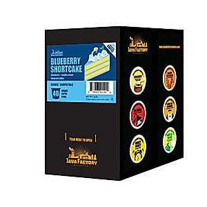 Java Factory Coffee Pods Blueberry Flavored Coffee for Keurig K-Cup Brewers, Blueberry Shortcake, 40 Count