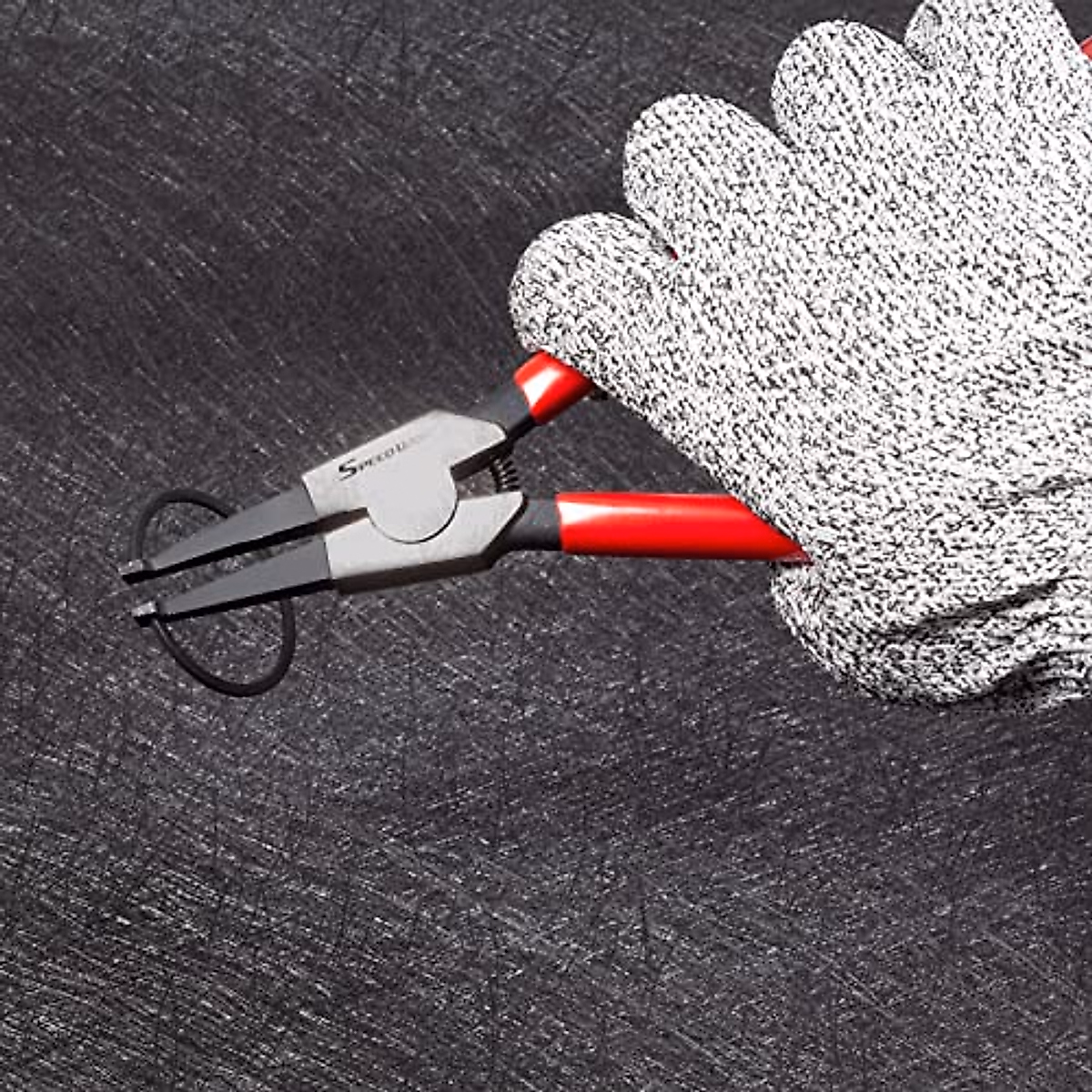 SPEEDWOX 8 Inches Lock Ring Pliers for Removing Installing Gearshift Locking Rings Special Angle Tip Circlip Retaining Ring Pliers Automobile Transmission Clutch Shafts Tool Labor Day Gifts Tool Gift