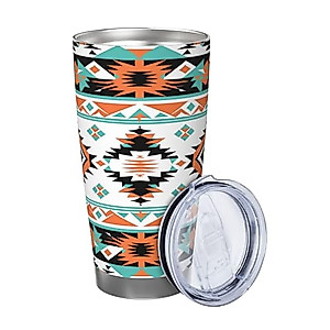 AYCZN Boho Aztec 20 OZ Tumbler Stainless Steel Travel Coffee Mug, Ethnic Geometric Insulated Water Bottle with Lid Leakproof Thermal Cup