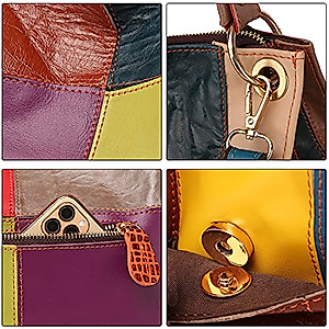 Segater Women Random Multicolor Tote Handbag Cube Splicing Design Shoulder Bag Colorful Shopper Satchel Purses