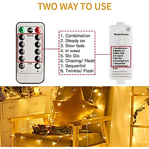 koopower Indoor String Lights, 69ft 200 LED Fairy Lights Plug in with Remote Timer 8 Modes Dimmable Outdoor Hanging Lights for Party, Christmas, Home Decoration, Garden, Patio Warm White