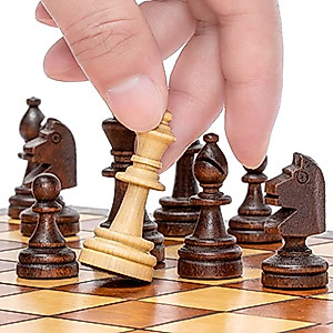 Husaria Magnetic Wooden Portable Travel Chess Game Set - 11"