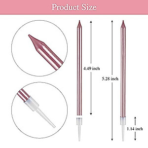 Beanlieve 24 Count Birthday Candles - Long Thin Cake Candles Slow Burning Candles for Birthday, Wedding, Lucky Party Decoration (Rose Gold)