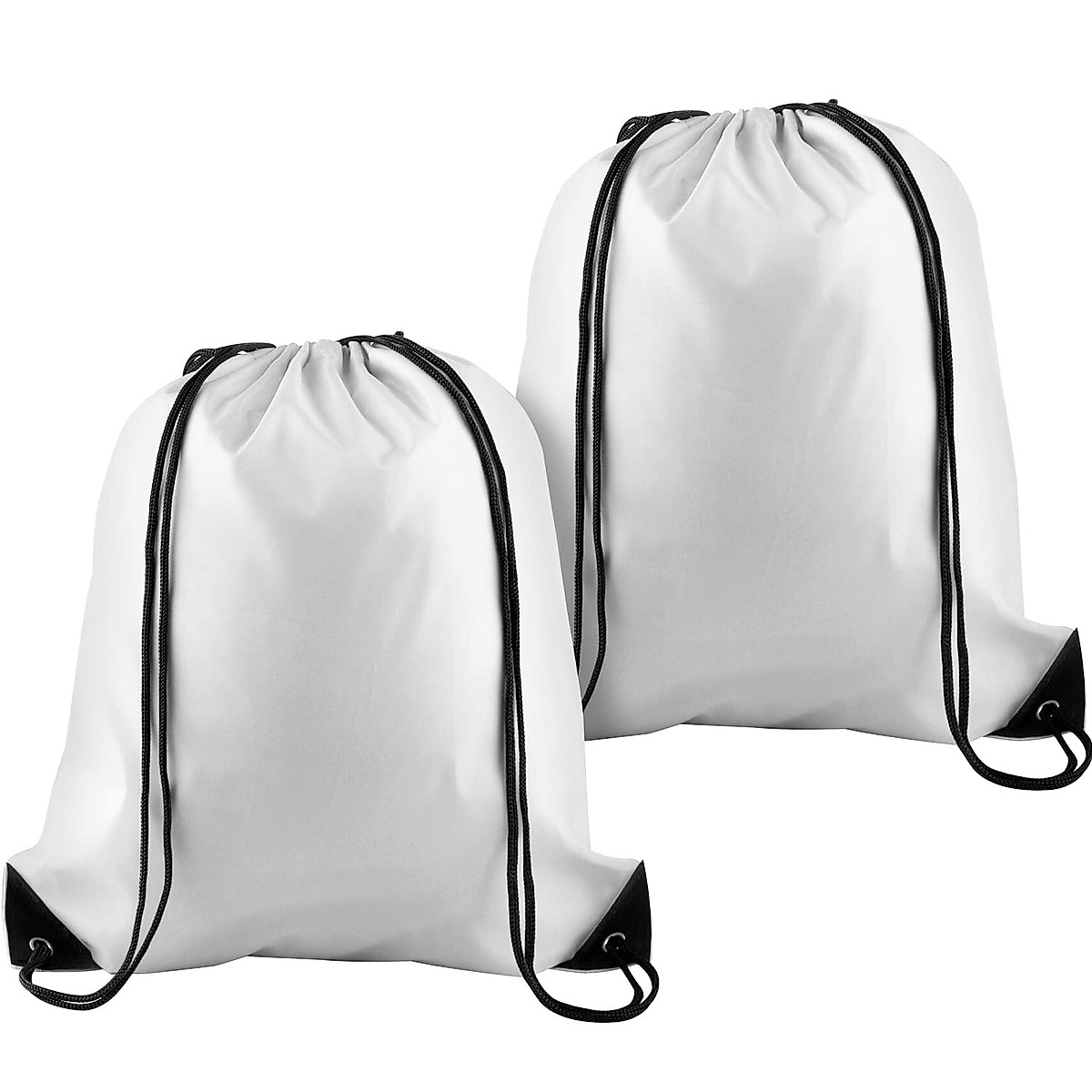 KUUQA 2 Pcs White Drawstring Backpack Drawstring Bag Bulk Sports Cinch Bags String Backpack Storage Bags for Gym Traveling