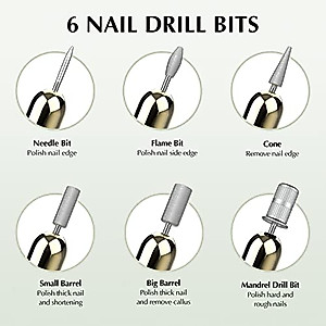 Electric Nail File, Nail Drills for Acrylic Nails Professional Gel Nail Kit Portable Efile Nail Drill with LED Display, Nail Drill Machine Manicure Pedicure Tool Nail Kit for Beginners with Everything