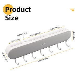 hancook Adhesive Knife Holder with 3 Slots for Knives Easy Cleaning Wall-Mounted Kitchen Knife Block 7 Hooks for Utensils