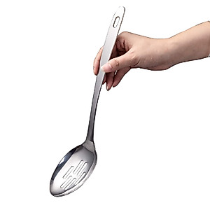 IMEEA Cooking Spoon Stainless Steel Large Serving Spoon Slotted Spoons for Cooking 12.8-Inch, Set of 2