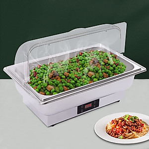 PIAOCAIYIN Chafing Dish Buffet Set, 110V 14QT Electric Chafing Dish, Stainless Steel Buffet Servers and Warmers, 86-194℉ Temperature Adjustment, 1 Food Trays, Chafers for Catering/Buffets/Parties