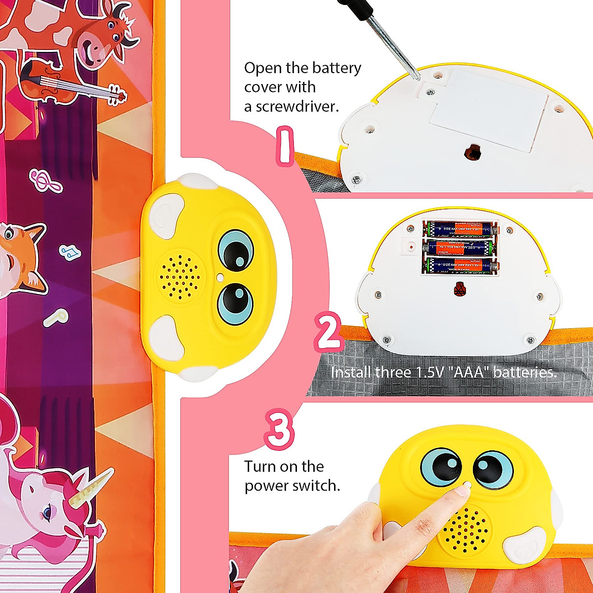 Kids Musical Piano Mats,47.24x15.75 inch Soft Baby Early Education Portable Dance Music Piano Keyboard Carpet Musical Touch Play Game Toy Gifts for 1 2 3 4 5 Year Kids Toddlers Girls Boys