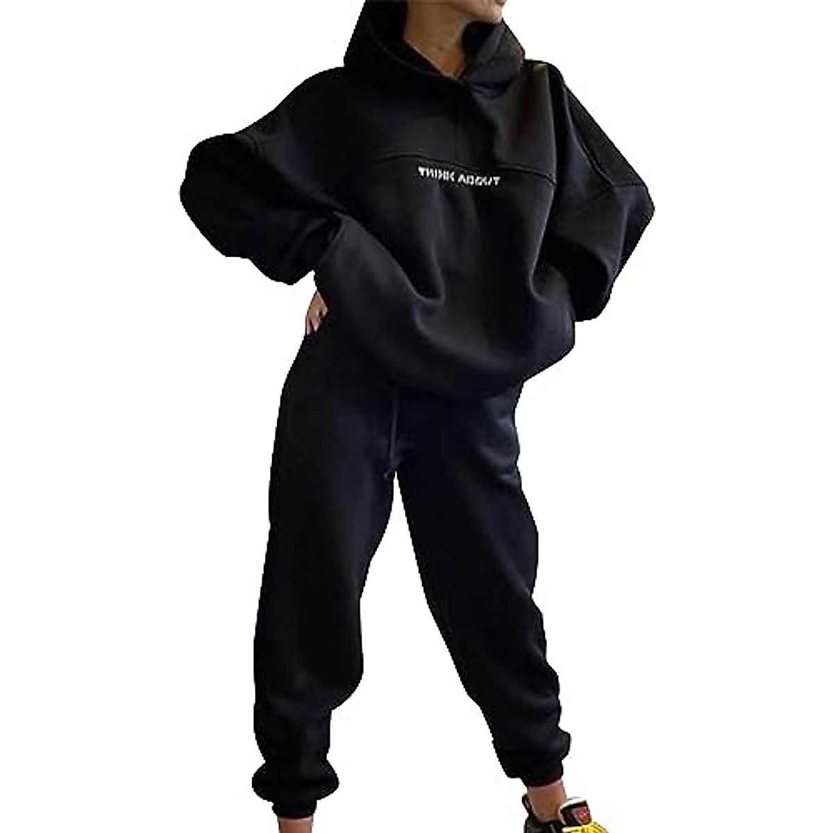 Sweatsuit for Women 2 Piece Set Hoodies Sweatshirt Sets for Women Track Suits for Women Set Y2k Two Piece Sets for Women Going Out Workout Sets for Women Black
