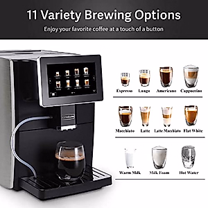 Epsilon Espresso Machine, Coffee Maker comes w/ 11 Brew Selections, 7 Inch AI Touchscreen and Italian, Self-Cleaning Exspresso Barista Brewer