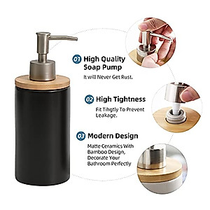 Havniva Bathroom Accessory Sets, 3 Pieces Bathroom Accessories Complete Set Vanity Countertop Accessory Set, Includes Lotion Dispenser Soap Pump, Tumbler and Toothbrush Holder (Black)