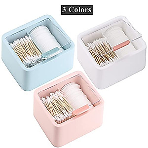 Tecbeauty Qtips Storage Organizer - 2 Grids Separate Cotton Swabs Dispenser Qtips Holder Bathroom Canisters with Hinged Lids for Cotton Balls, Cotton Pads, Pink