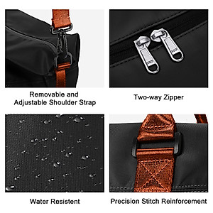 Travel Duffel Bag with Toiletry Bag, Sports Tote Gym Bag, Shoulder Weekender Overnight Bag for Women,Black & Brown