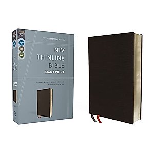 NIV, Thinline Bible, Giant Print, Bonded Leather, Black, Red Letter, Comfort Print