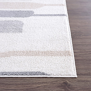 Abani Rugs Cream and Gray 8 ft. x 10 ft.(7'9"x10'2") Contemporary Neutral Paint line Area Rug. Superior Turkish Stain Resistant Area Rug