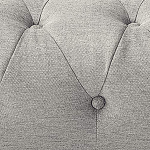 Container Furniture Direct Grace Collection Chesterfield Button Tufted Bonded Leather Living Room Loveseat, Grey