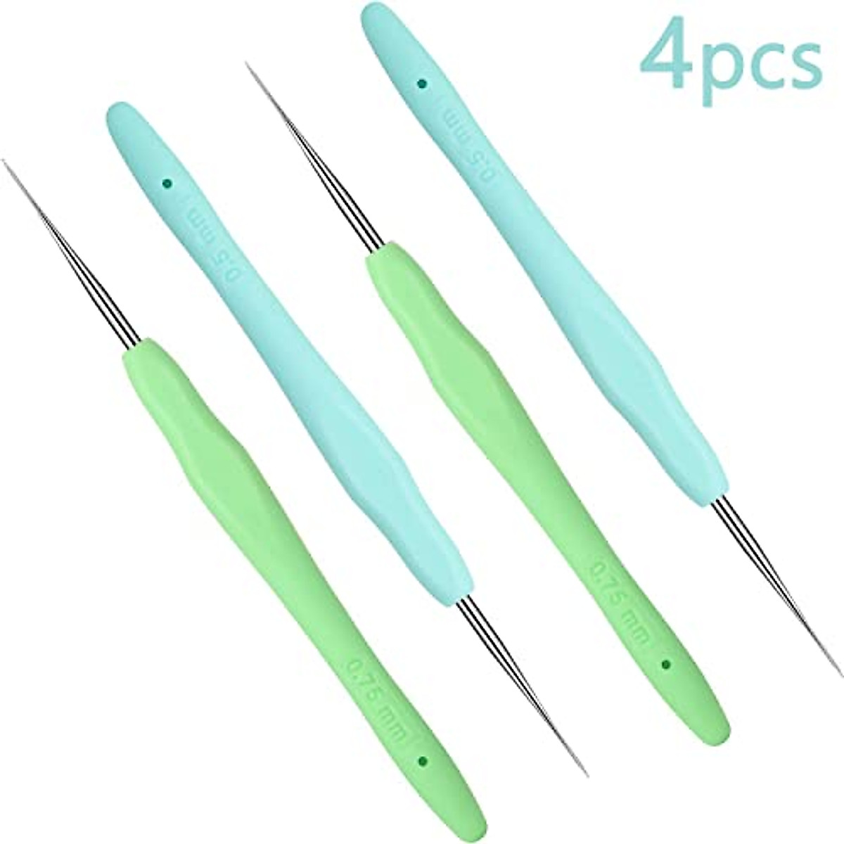 4 Pieces Dreadlock Crochet Hooks Tool 0.5mm 0.75mm Dreadlock Crochet Needle Tools for Braid Hair Weaving Locs Craft