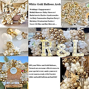 White Gold Balloon Garland Kit - 171pcs White and Gold Latex Balloons Arch Kit, White Gold Balloon Wall for Birthday Baby Shower,Wedding Bridal,Graduation,First Communion Baptism Party Decorations